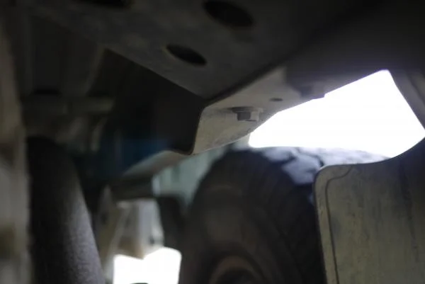 you can see the bent C channel of the frame from below and from the ...